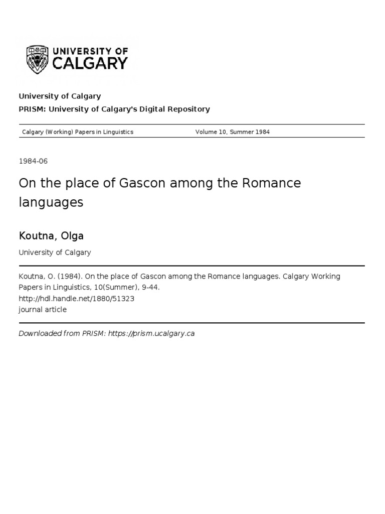 On The Place of Gascon Among The Romance Languages | PDF | Foreign ...