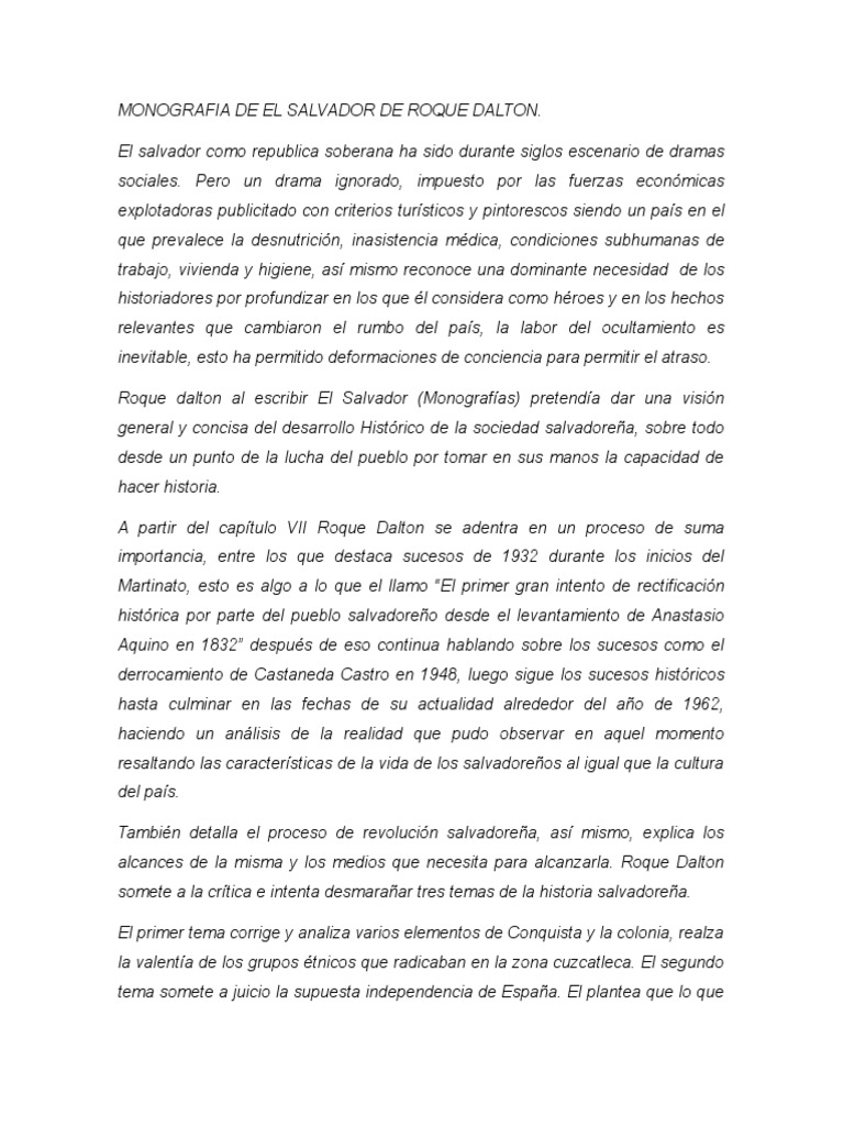 Monografia de El Salvador de Roque Dalton | PDF