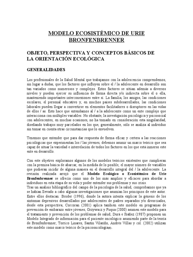 Texto Modelo Ecológico, 2016 | PDF | Comportamiento | Sociedad