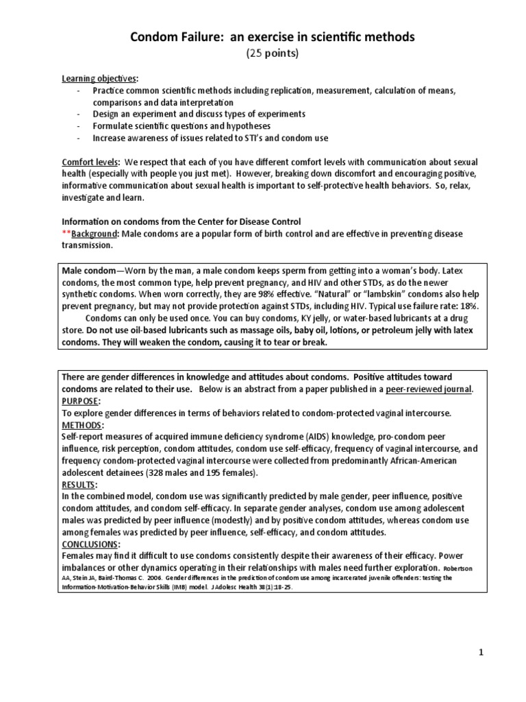 Condom Failure Assignment in Class | PDF
