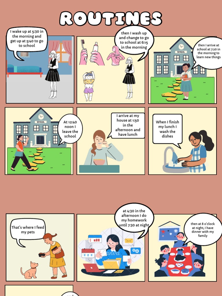 Red Hand Drawn Classroom Phrases Comic Strip | PDF