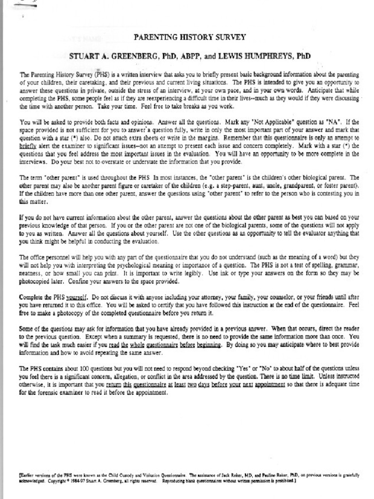 Parenting History Survey | PDF
