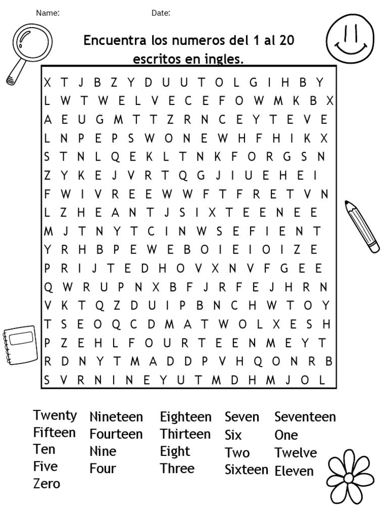 Fotocopia Sopa de Letras Numeros | PDF