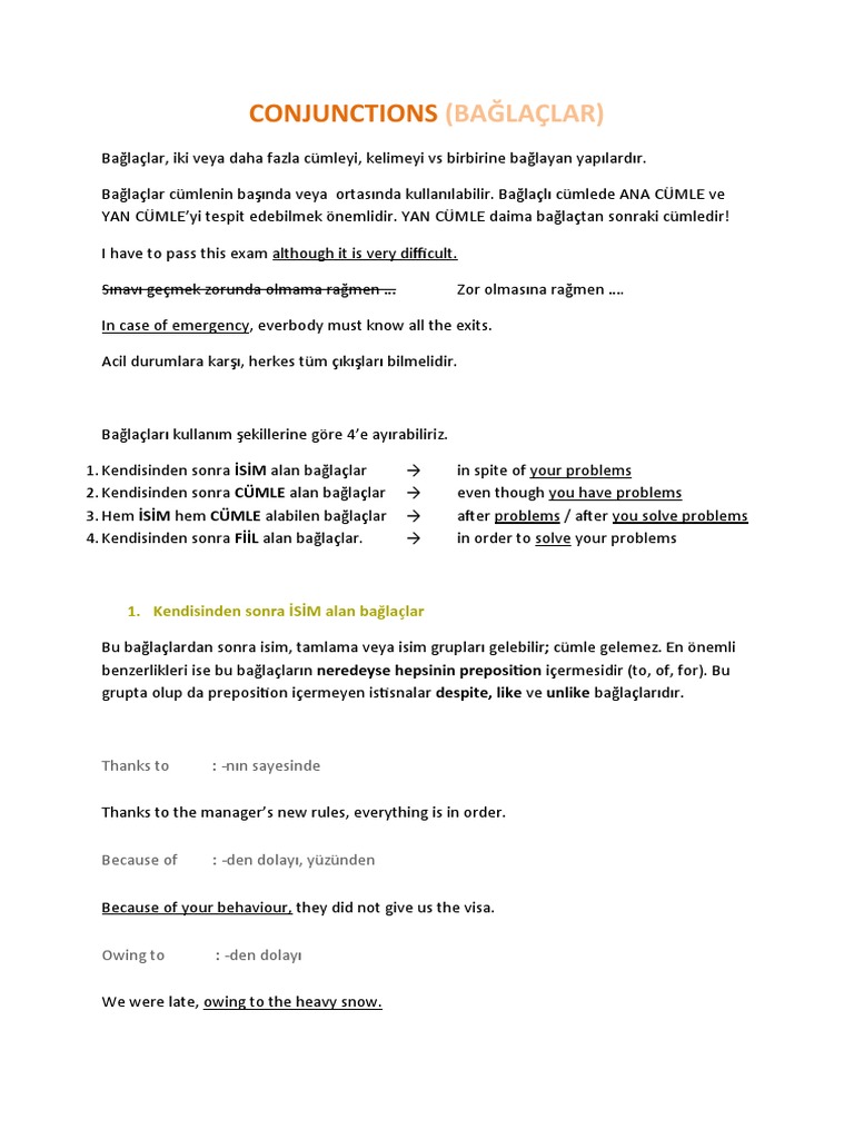 Conjunctions Pdf