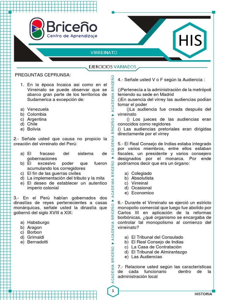 H P3 Virreinato Ceprunsa | PDF | Perú | Imperio español