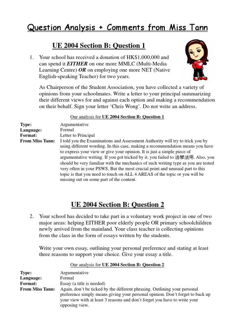 Question Analysis + Comments From Miss Tann | PDF | Essays | Question