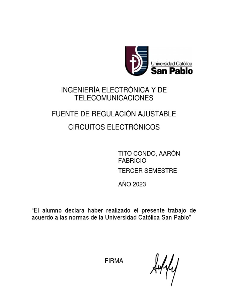 Fuente de Alimentación Regulable Simétrica (Informe1) | Descargar ...