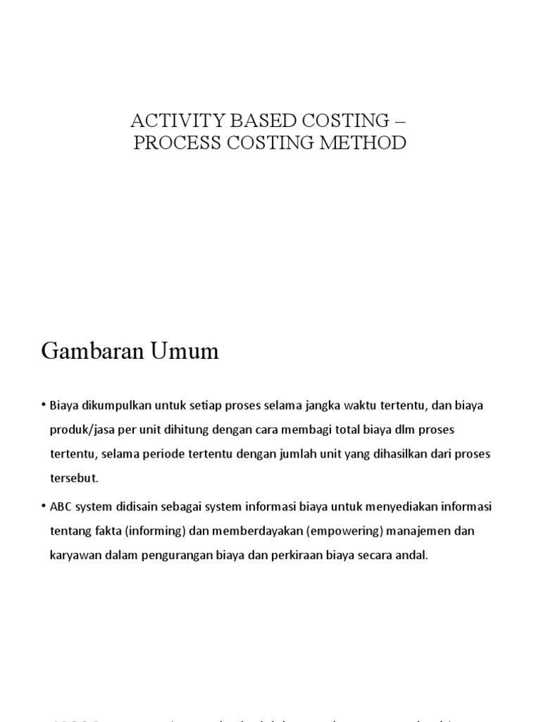 Activity Based Costing - PCM | PDF