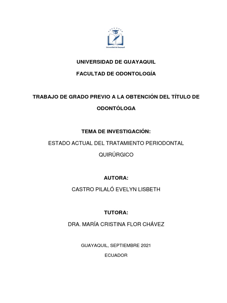 Universidad de Guayaquil Facultad de Odontología: Estado Actual Del Tratamiento Periodontal ...