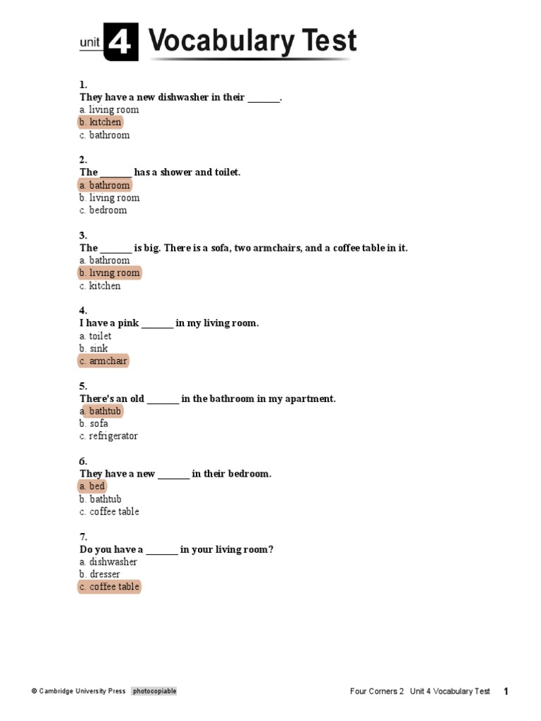 Unit4 Vocabulary-Test | PDF