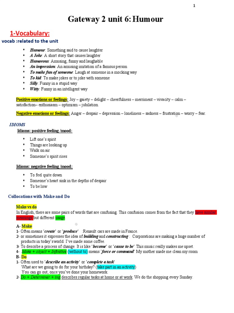 Gateway 2 Unit 06 Humor | PDF