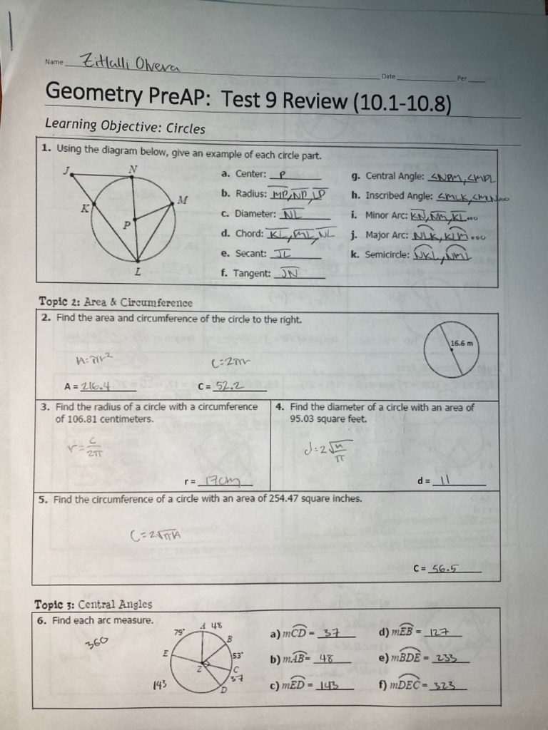 Geometry Test 9 Review | PDF | Analytic Geometry | Geometric Measurement