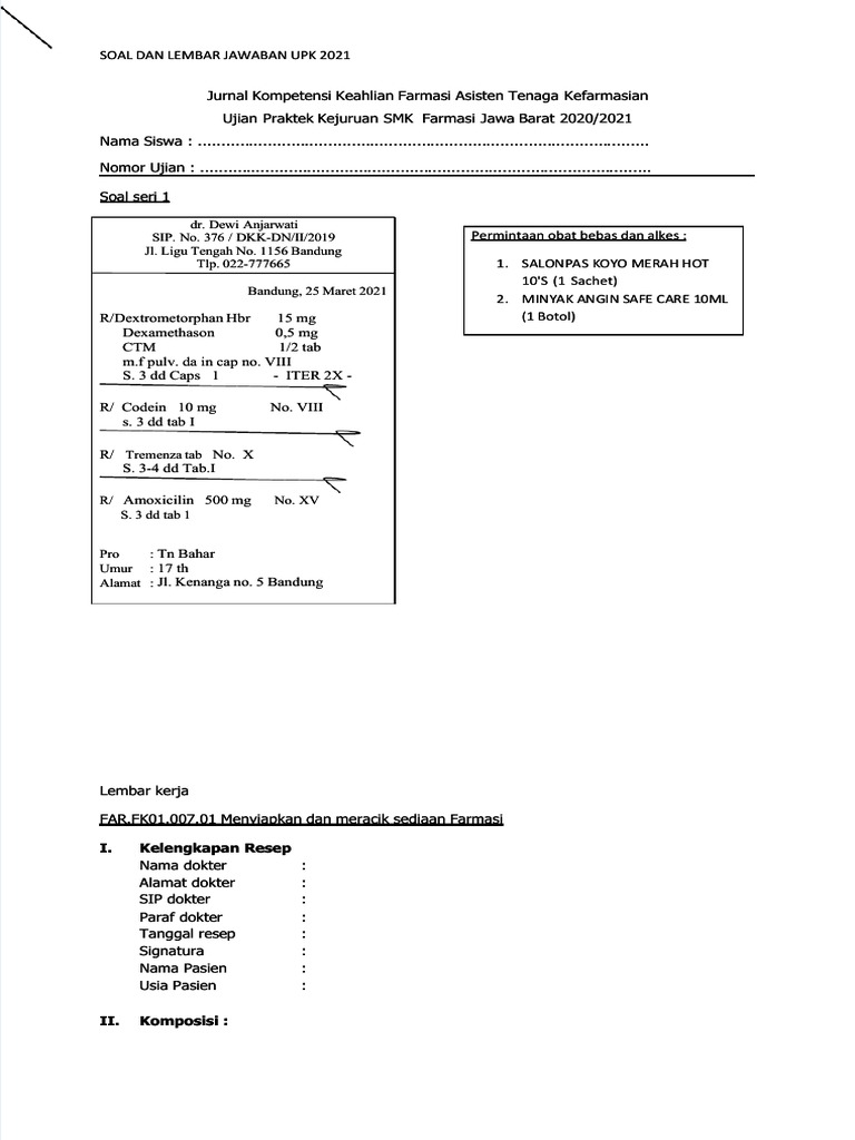 Soal Dan Lembar Jawaban Upk 2021 Revisi3 | PDF