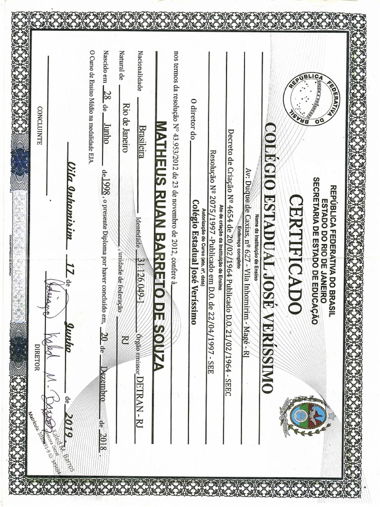 Certificado Escolar | PDF
