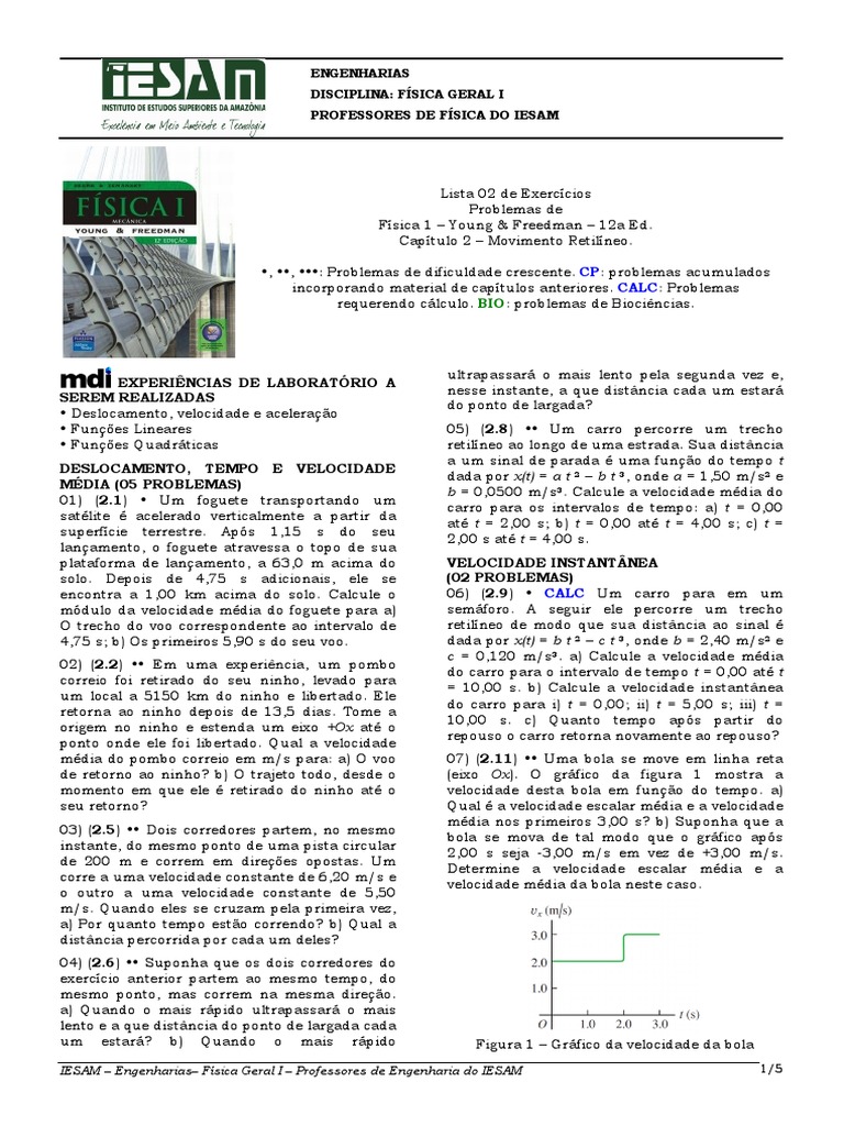Lista 02 de Exercícios Física | PDF | Métodos e Materiais de Ensino