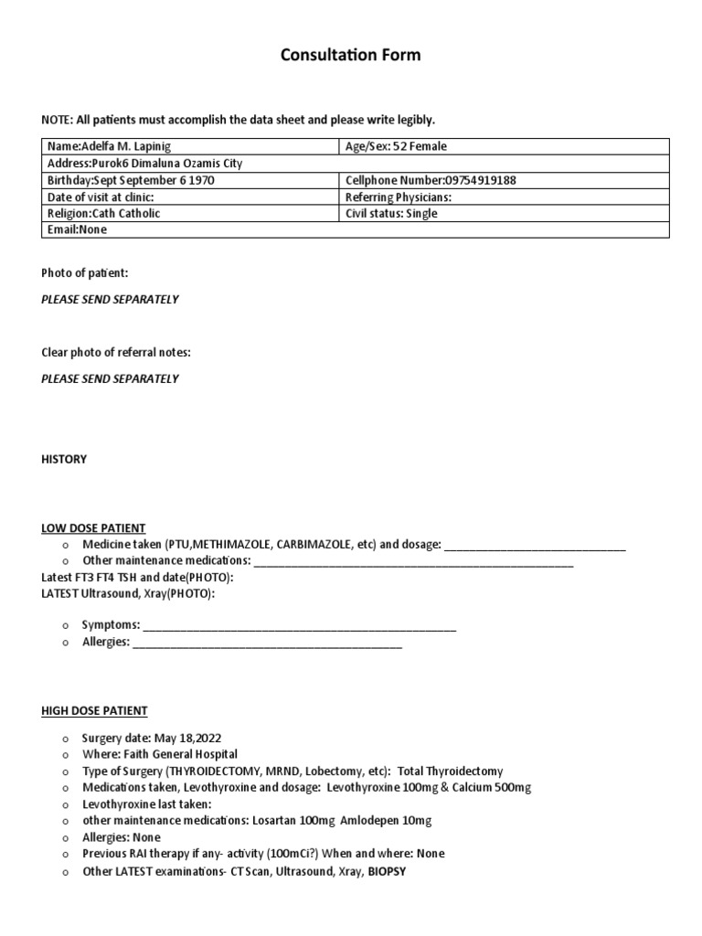 Consulation Form | PDF