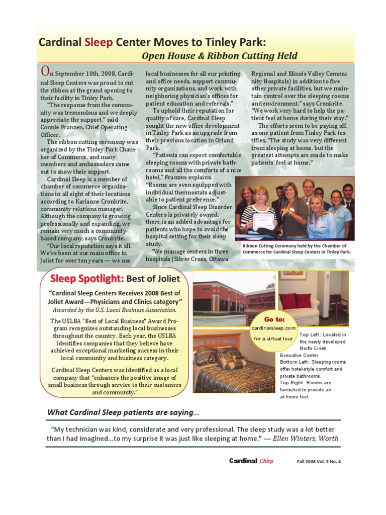 Sleep: Cardinal Center Moves To Tinley Park | PDF | Sleep Apnea | Sleep