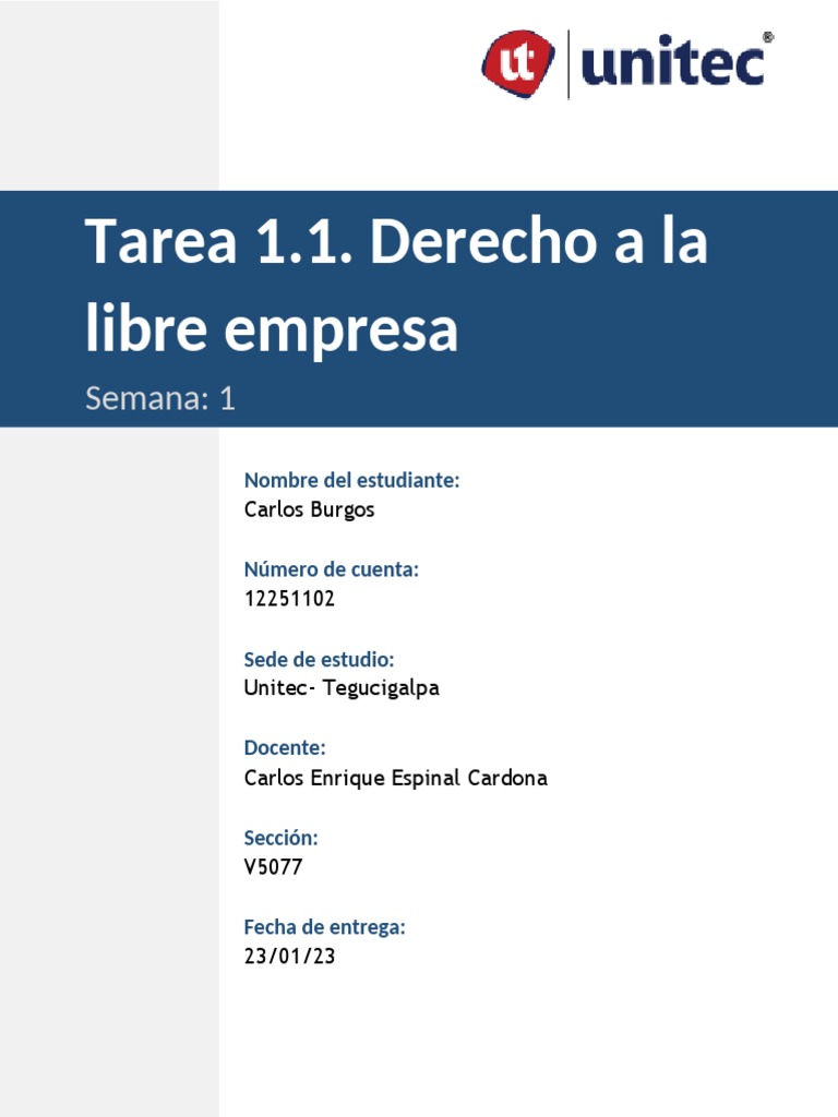Tarea S.1. Derecho A La Libre Empresa | PDF