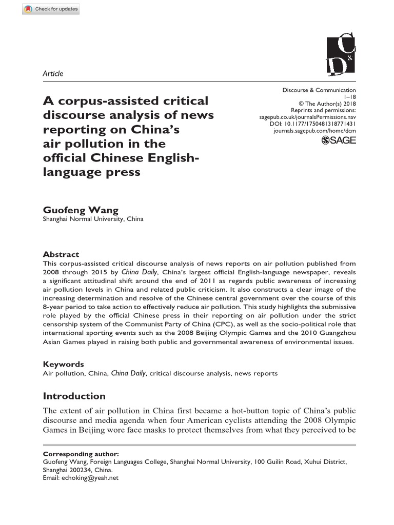 A Corpus-Assisted Critical Discourse Analysis of News Reporting On ...