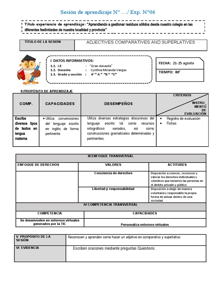 Comparation of Adjective Comparative and Superlative 4to | PDF ...