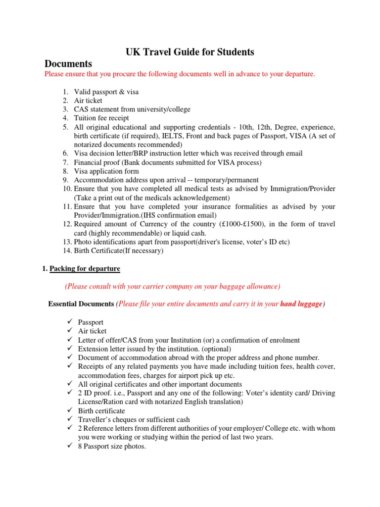 UK Travel Guide for Students | PDF | Identity Document | Travel Visa