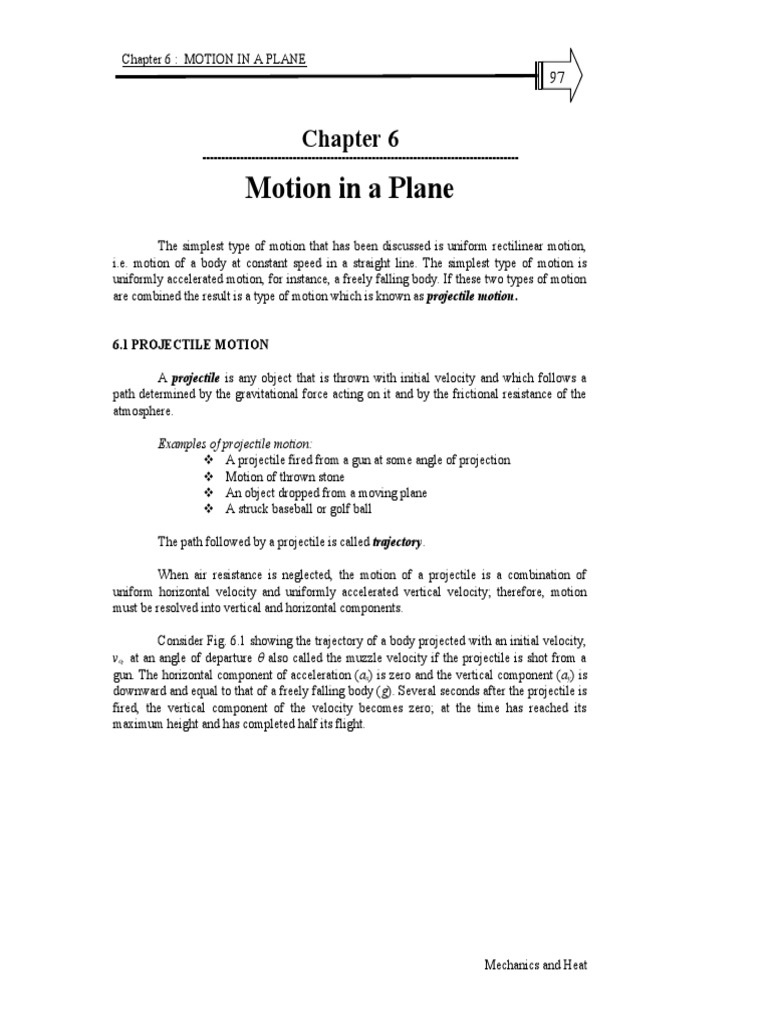 Chapter-6-MOTION-IN-A-PLANE | PDF | Acceleration | Mechanics