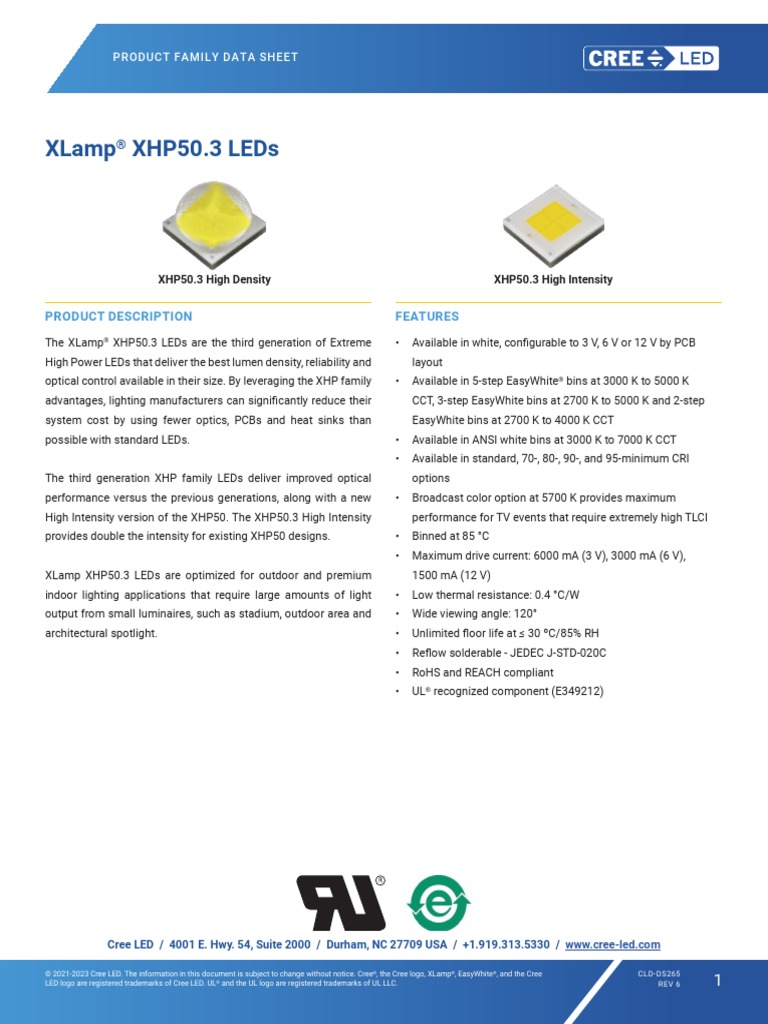 XLamp-XHP50 3 | PDF