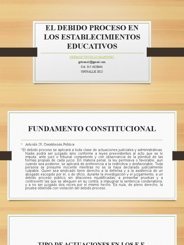 El Debido Proceso en Los Establecimientos Educativos | PDF | Debido al ...
