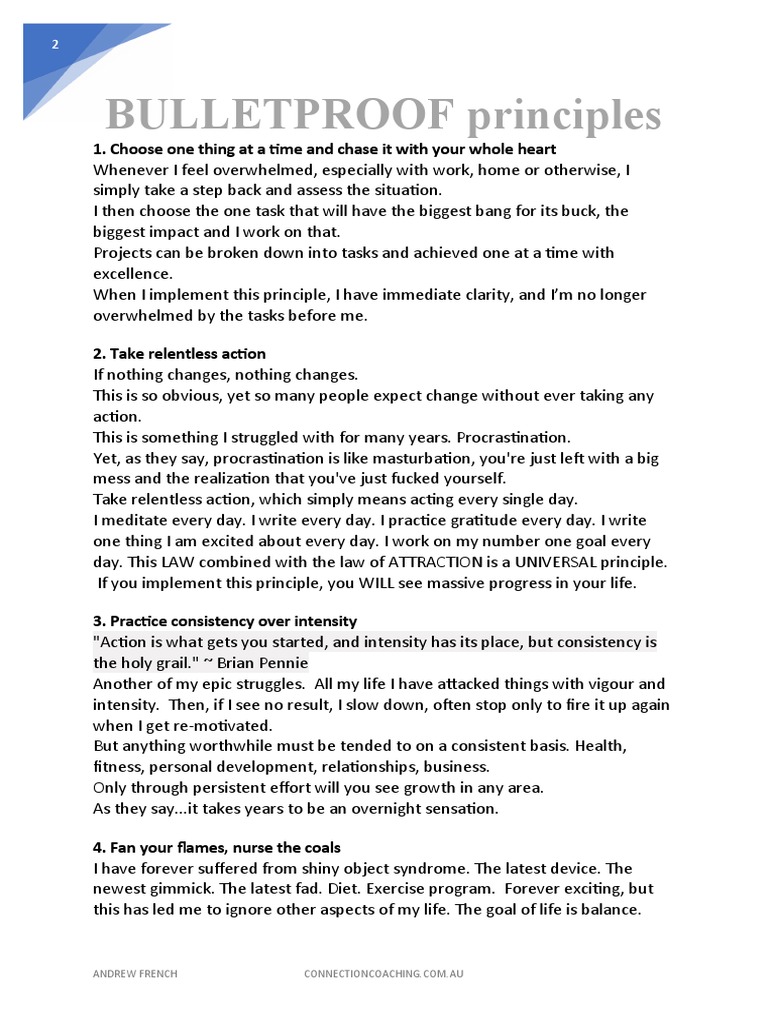 Bulletproof Principles | PDF | Gratitude | Thought