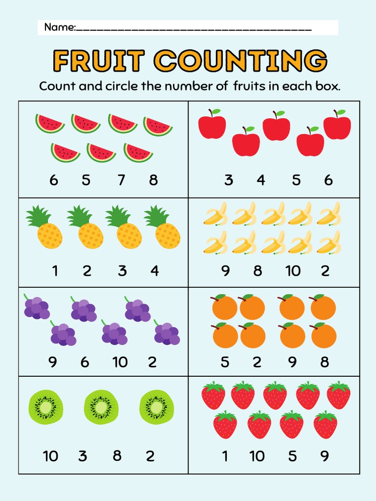 Counting Fruits Activity Worksheet Kindergarten - 20230817 - 230613 ...