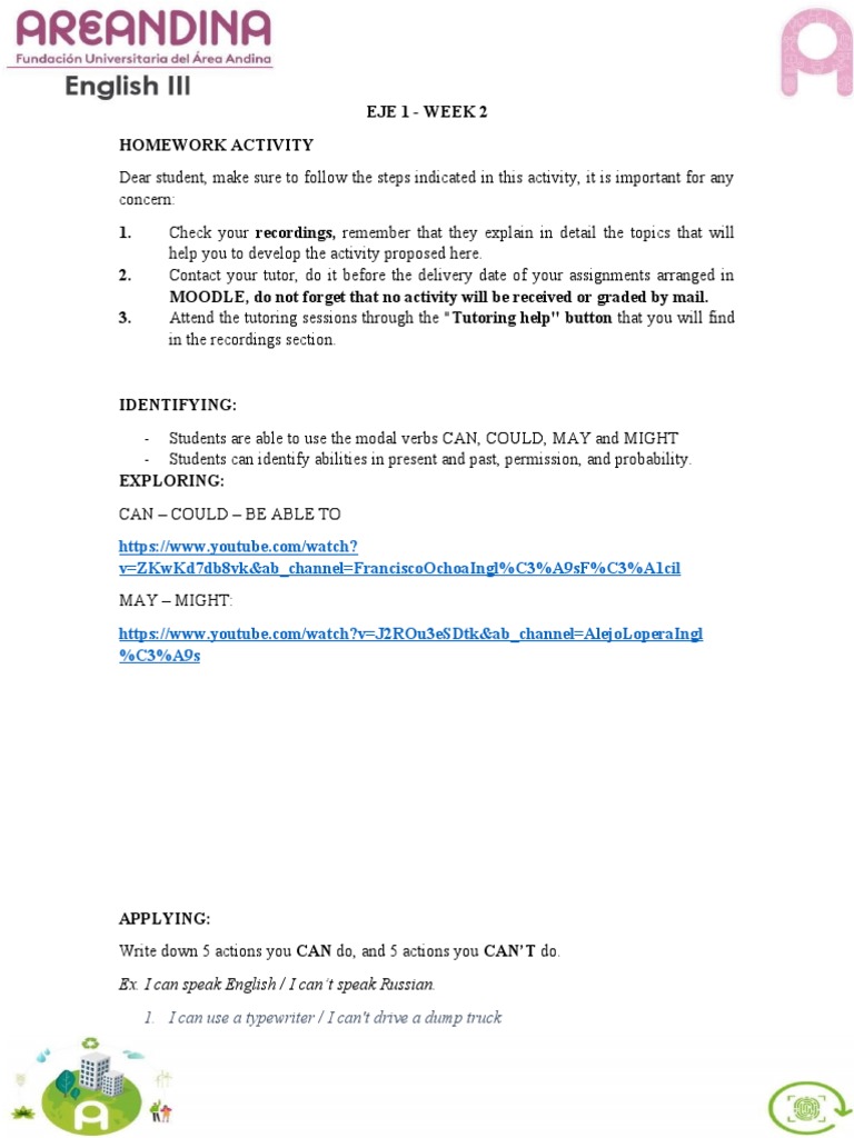 English 3 - EJE 1 - Week 2 | PDF