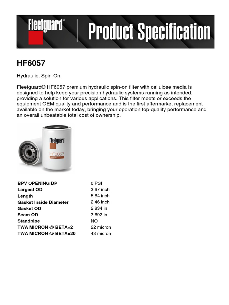 Product Specification - HF6057 | PDF