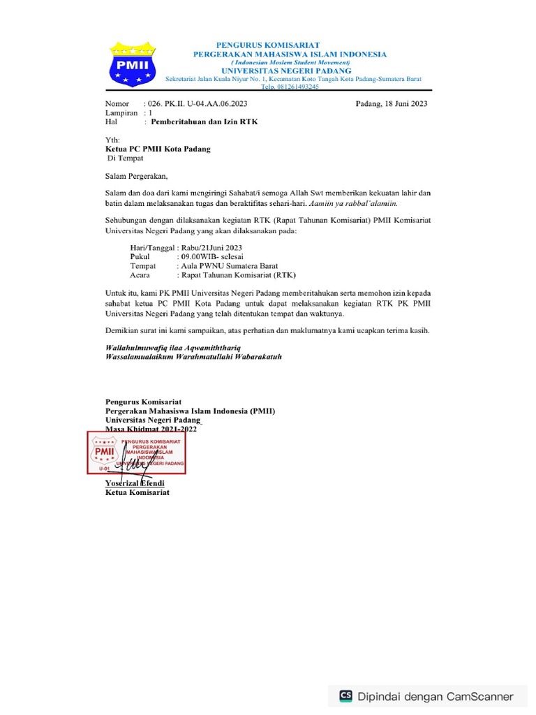 Permohonan RTK PMII 19-06-2023 21.25 | PDF