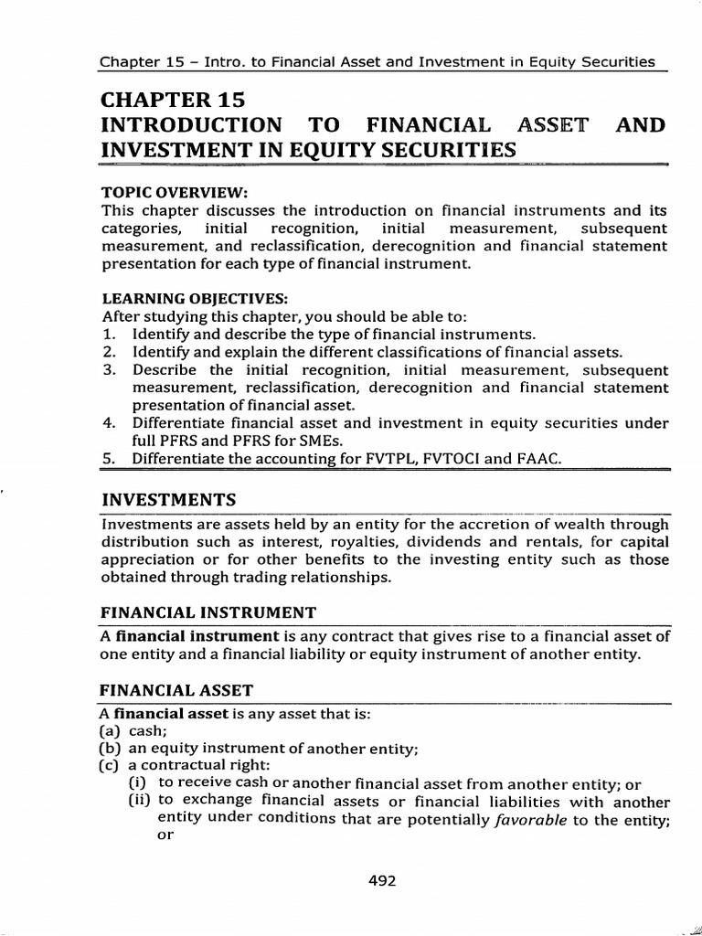 Chapter 15 Introduction To Financial Asset and Investment in Equity ...