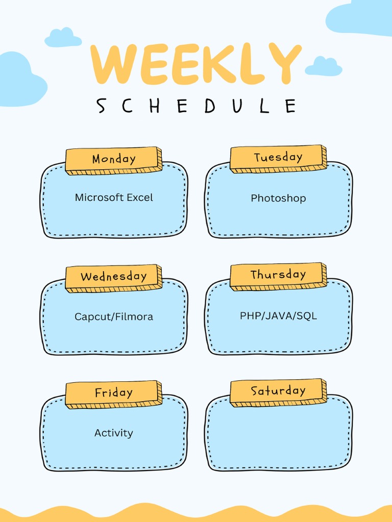 Blue Yellow Modern Weekly Schedule Planner | PDF