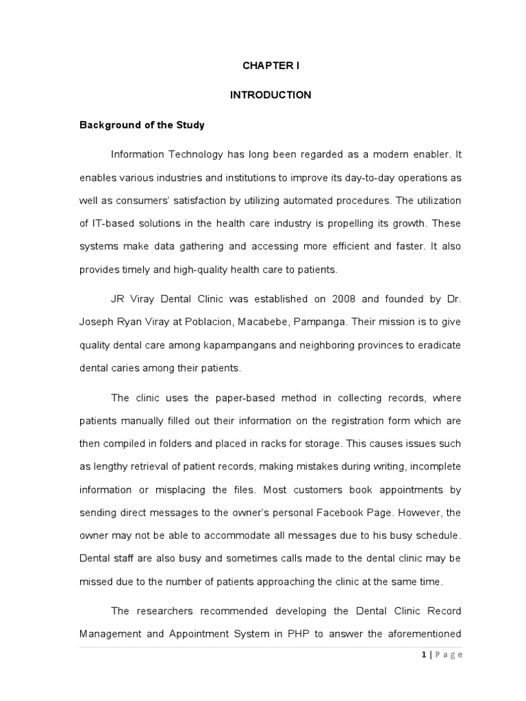 Dental Record Management System for Viray Clinic | PDF