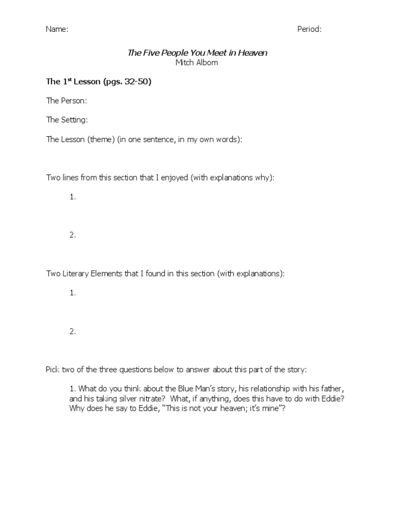 Five People - Five Lessons Questions | PDF