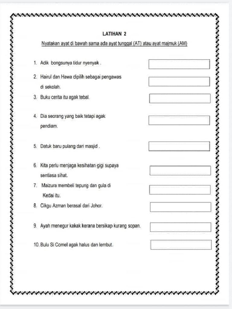 Latihan Bahasa Melayu | PDF