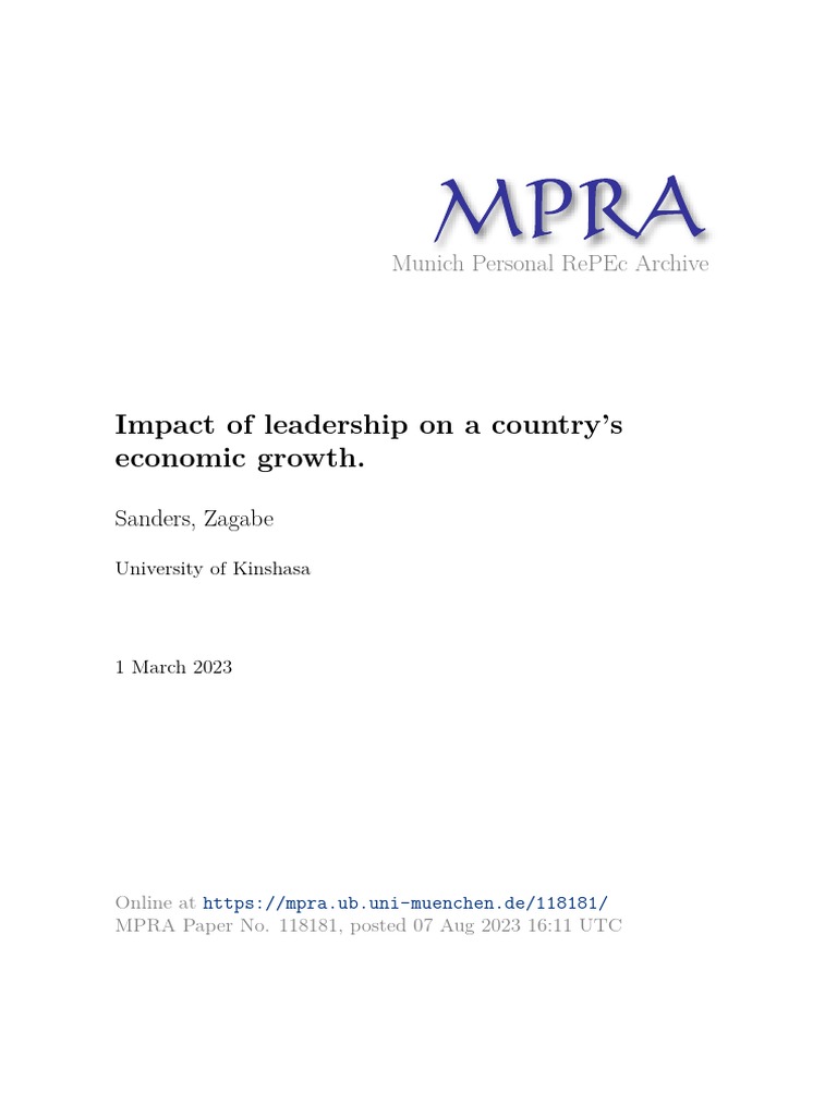 Impact of Leadership On A Country's Economic Growth by Sanders Zagabe ...
