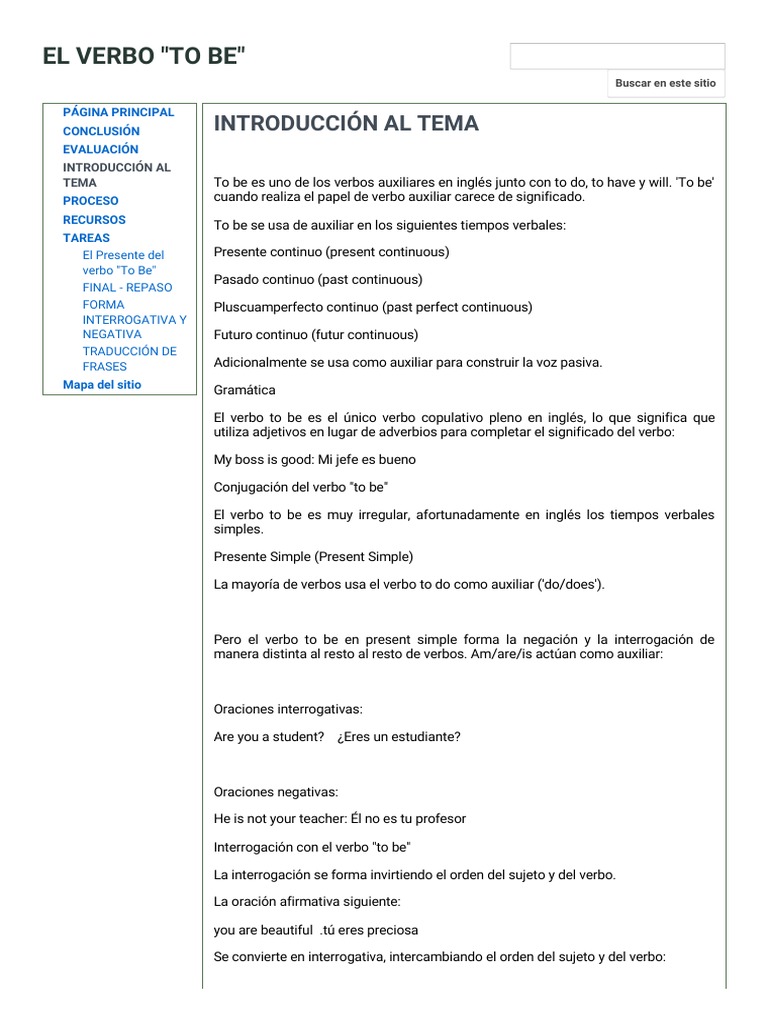 Introducción Al Tema - El Verbo _to Be | PDF
