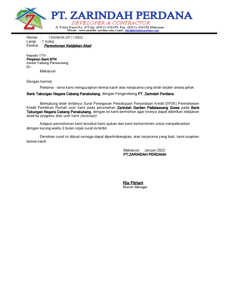 Permohonan Kebijakan Akad | PDF | Karier & Perkembangan | Bisnis