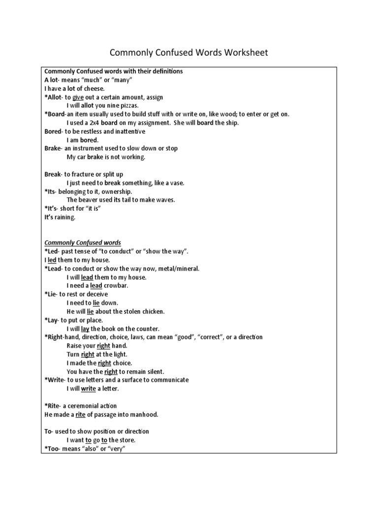 2 Commonly - Confused - Words - Worksheet | PDF