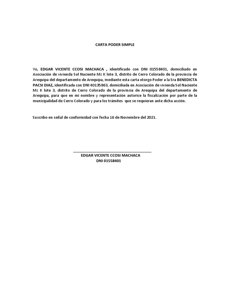 Carta Poder Simple | PDF