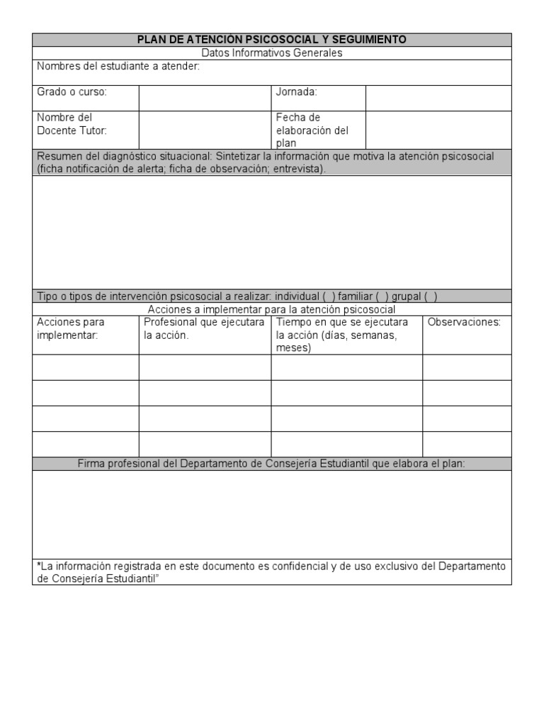 Ficha de Atencion Psicosocial 2023 | PDF