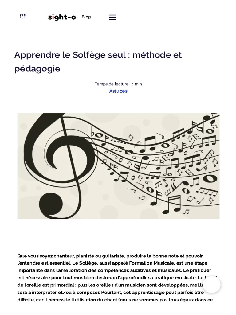 Apprendre Seul Le Solfège - C'est Possible ! - Sight-O | PDF