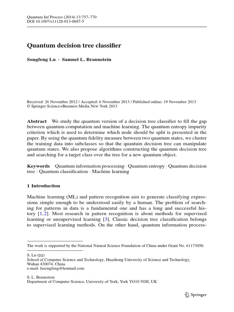 Quantum Decision Tree Classifier | PDF