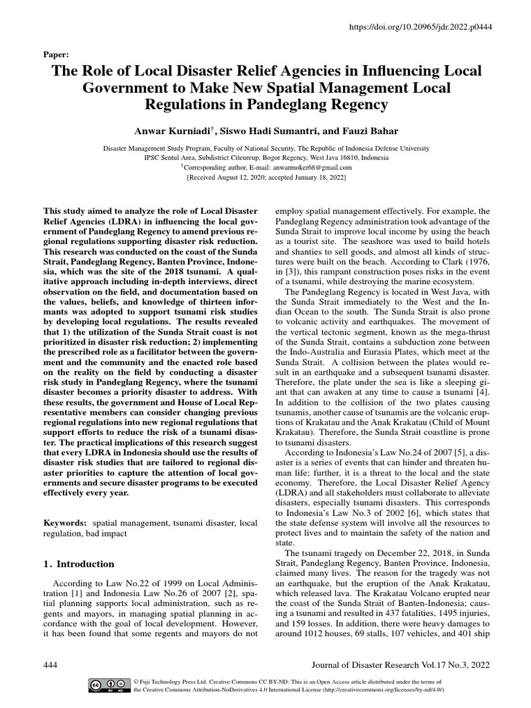 The Role of Local Disaster Relief Agencies in in Uencing Local ...