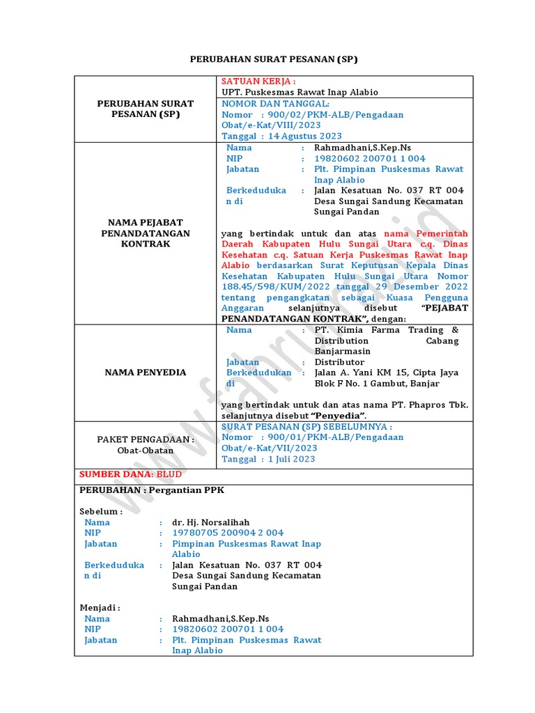 Contoh Adendum SP PPK | PDF