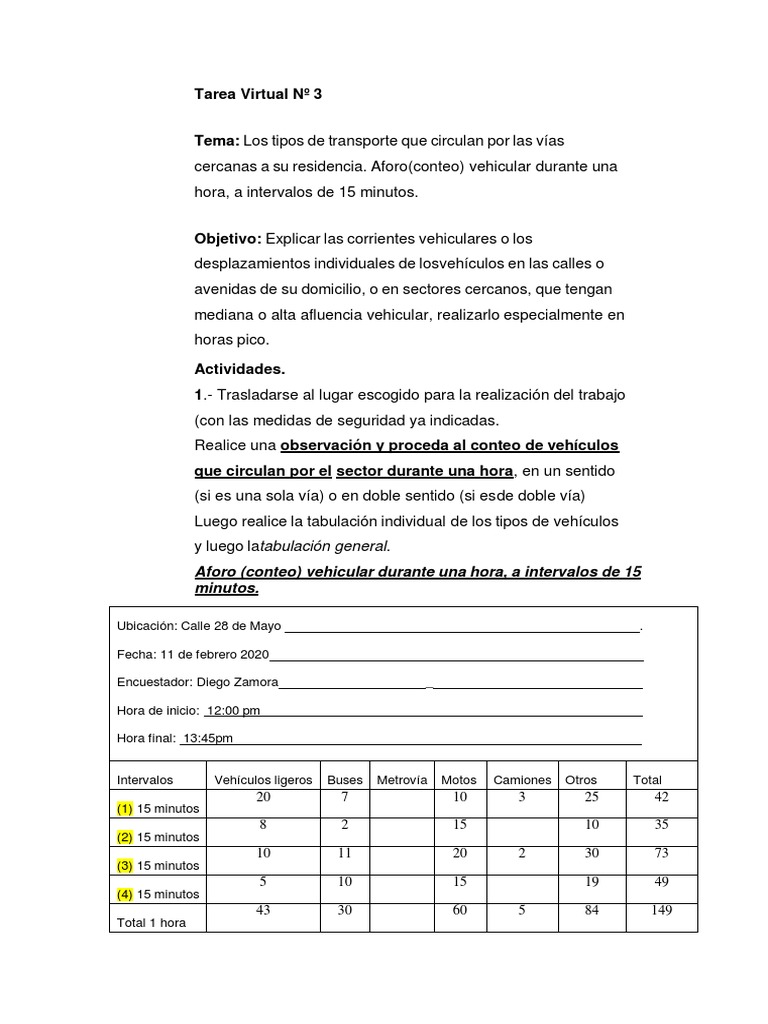 Tarea Virtual #3 Introduccion Al Transito | PDF