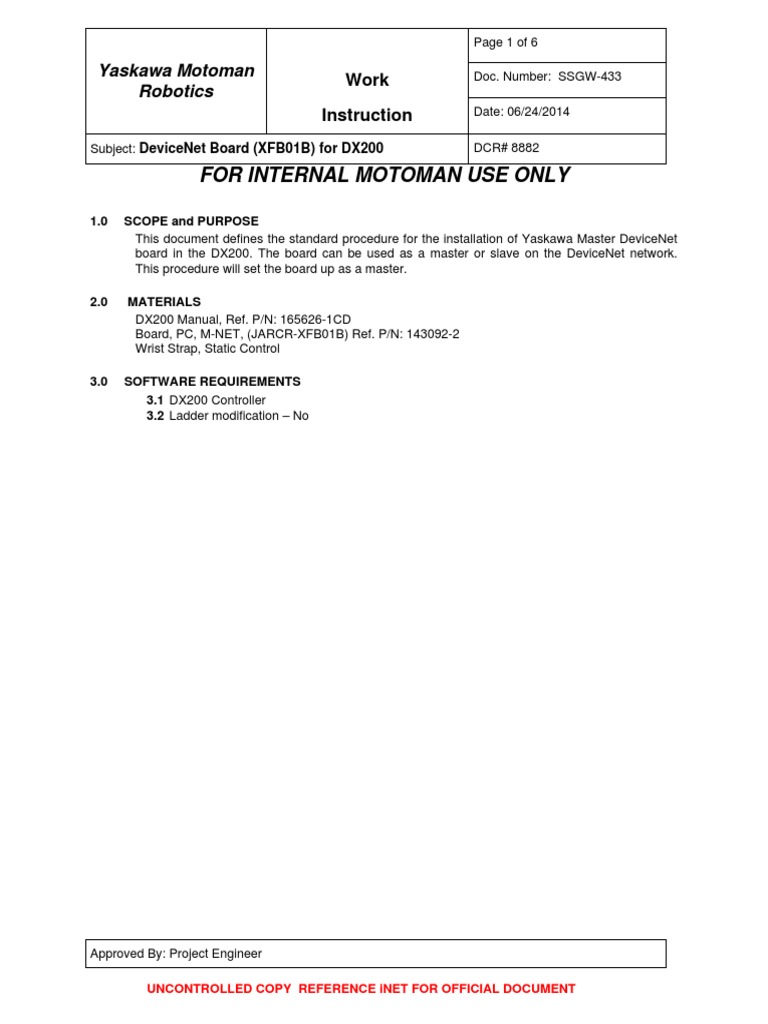 DeviceNet Board (XFB01B) For DX200 | PDF